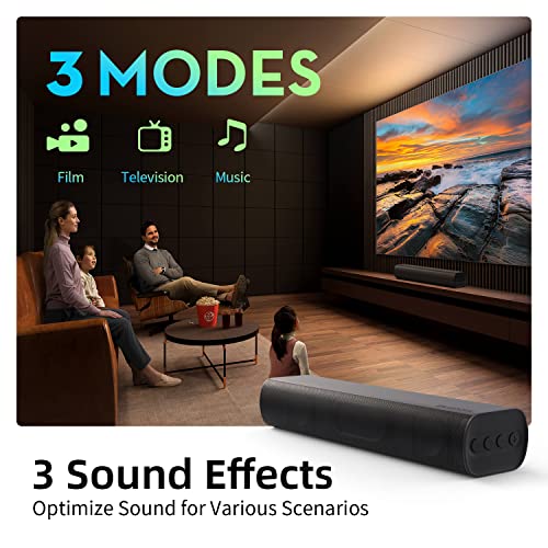 Sound Bars for TV 16-inch, Cinematic TV Sound Bar with Impactful Bass, Bluetooth Soundbar for TV with Remote Control, Wall Mountable TV Speakers Sound Bar Work with Traditional or Smart TV, Computer