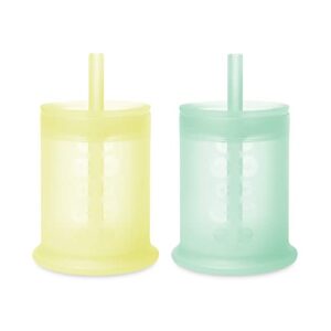 olababy silicone training cup with straw lid bundle mint + lemon