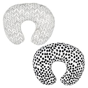 nursing pillow covers for baby girl, 2 pack nursing pillow slipcovers for breastfeeding moms, soft and stretchy safely breastfeeding pillow cover for infant(black)