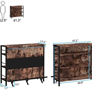 PAKASEPT Home Bar Unit, Industrial Liquor Bar Cabinet Table with Stemware Racks Storage and Footrest, Freestanding Mini Bar Wine Cabinet for Home Kitchen Pub