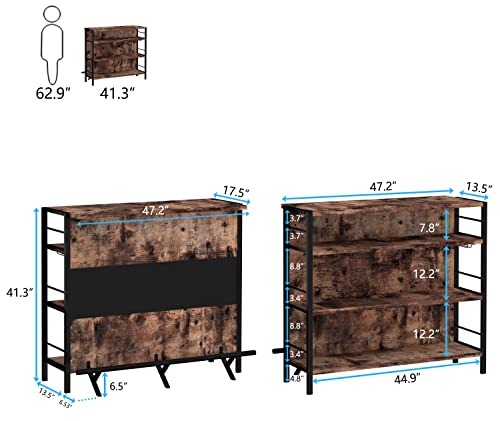 PAKASEPT Home Bar Unit, Industrial Liquor Bar Cabinet Table with Stemware Racks Storage and Footrest, Freestanding Mini Bar Wine Cabinet for Home Kitchen Pub