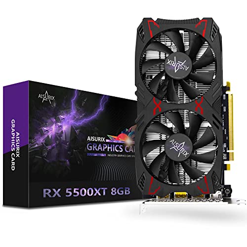 AISURIX RX 5500 XT 8gb GDDR6 Graphics Card,128 Bit, 3XDP, HDMI, PCI Express 4.0X8, 8pin with Fan Intelligent System,Gaming PC Computer Video Cards with 3X DisplayPort +1X HDMI (Style 1)