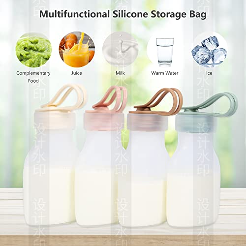 Stankeloko Silicone Milk Storage Bags(8oz/240ml,4pack) Reusable Breast Milk Bags for Breast Feeding Leak-Proof Milk Freezer Storing Pouches Multiple Functions Storage Bags