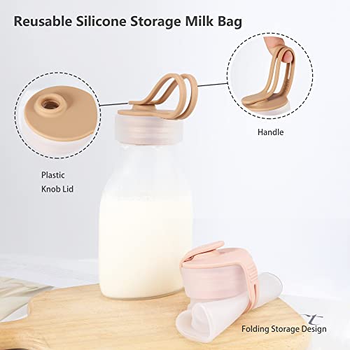 Stankeloko Silicone Milk Storage Bags(8oz/240ml,4pack) Reusable Breast Milk Bags for Breast Feeding Leak-Proof Milk Freezer Storing Pouches Multiple Functions Storage Bags