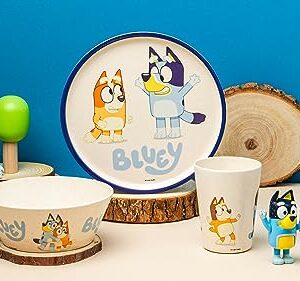 Zak Designs Bluey Kids Dinnerware Set 3 Pieces, Durable and Sustainable Melamine Bamboo Plate, Bowl, and Tumbler are Perfect For Dinner Time With Family (Bluey, Bingo, Bandit, Chilli)