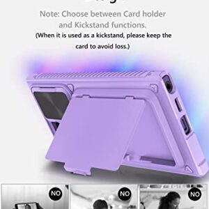 Vihibii Wallet Phone Case for Samsung Galaxy S23 Ultra 5G with Slide Camera Protection Cover, Built-in Card Holder (4 Cards) & Kickstand, Shockproof Rugged 6.8" 2023, Purple