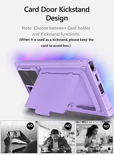 Vihibii Wallet Phone Case for Samsung Galaxy S23 Ultra 5G with Slide Camera Protection Cover, Built-in Card Holder (4 Cards) & Kickstand, Shockproof Rugged 6.8" 2023, Purple