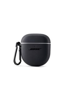 bose case cover for quietcomfort earbuds ii, protective silicone exterior, with aluminum carabiner for convenient carrying, triple black