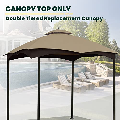 OLILAWN Outdoor Gazebo Replacement Canopy Top, 10' x 12' Double-Tier Gazebo Roof Cover with Air Vent, Heavy Duty Canopy Roof Gazebo Top for Lowe's Allen Roth Gazebo 10x12#GF-12S004B-1, Khaki