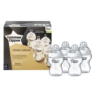 Bundle of Tommee Tippee Closer to Nature Baby Bottles Slow Flow Breast-Like Nipple with Anti-Colic Valve (9oz, 4 Count) + Tommee Tippee Closer to Nature Fast Flow Baby Bottle Nipples, 6+ Months 2pk