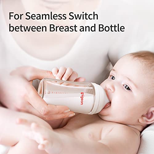 Pigeon Glass Nursing Baby Bottle Wide Neck(Pack of 4), Streamlined Body, Natural Feel, Easy to Clean, Heat-Resistant, 5.4Oz and 8.1 Oz