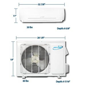 Air-Con Blue Series 3 Ductless Mini Split Air Conditioner Inverter Heat Pump Complete Unit with 15 ft Kit (9,000 BTU)