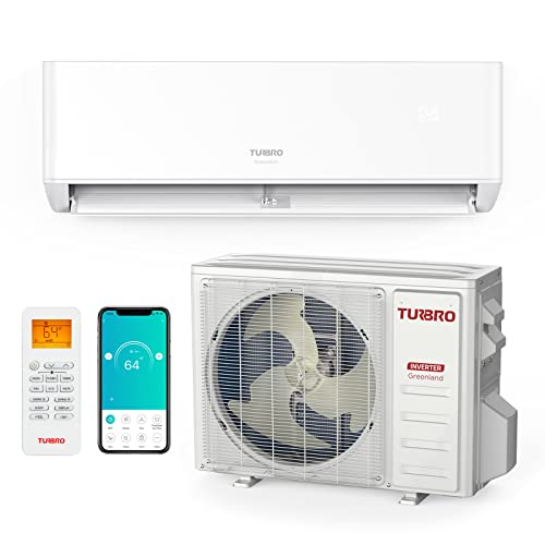 TURBRO 12,000 BTU Ductless Mini Split Inverter AC with Heat Pump, 23 SEER2, 230V, WiFi-Enabled, Cools up to 750 Sq.Ft, Energy Star, Greenland Series