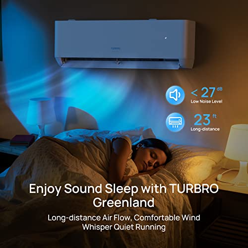 TURBRO 12,000 BTU Ductless Mini Split Inverter AC with Heat Pump, 23 SEER2, 230V, WiFi-Enabled, Cools up to 750 Sq.Ft, Energy Star, Greenland Series