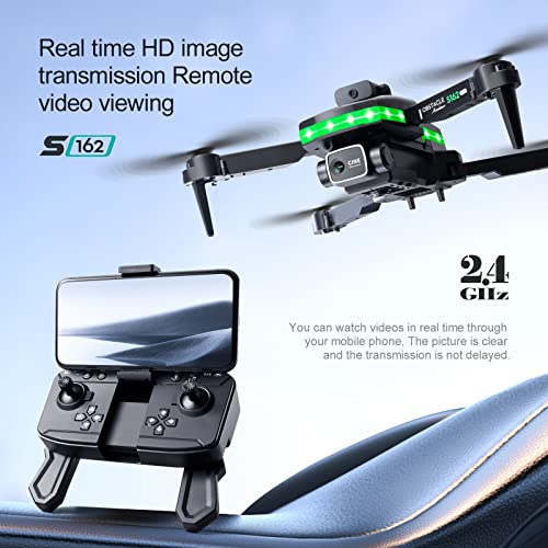 Drones with Camera for Kids 1080p, Foldable Fpv Remote Control Toys Gifts for Boys Girls, Quadcopter with Led Flash Bar, One Key Start Speed Adjustment, 3d Flips