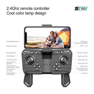 Drones with Camera for Kids 1080p, Foldable Fpv Remote Control Toys Gifts for Boys Girls, Quadcopter with Led Flash Bar, One Key Start Speed Adjustment, 3d Flips