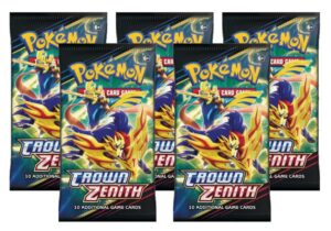 pokemon crown zenith - 5 booster pack bundle - 5 sealed booster packs