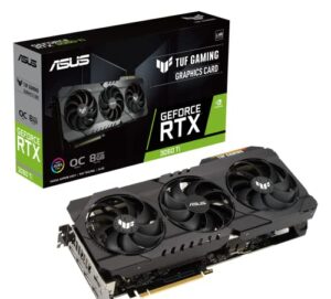 asus tuf gaming nvidia geforce rtx 3060 ti oc edition graphics card (pcie 4.0, 8gb gddr6x, hdmi 2.1, displayport 1.4a, dual ball fan bearings, military-grade certification, gpu tweak iii)