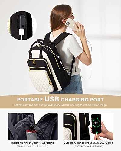 LOVEVOOK Laptop Backpack for Women, Fashion Travel Work Commuter Backpack Purse with USB Port, Lightweight Casual Daypacks, Nurse Teacher College Computer Bag, Fit 15.6" Laptop