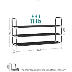 SONGMICS 3-Tier Shoe Rack with Shelves for Closet Entryway, Black ULSH053B01, 11 x 38.8 x 22.8 Inches