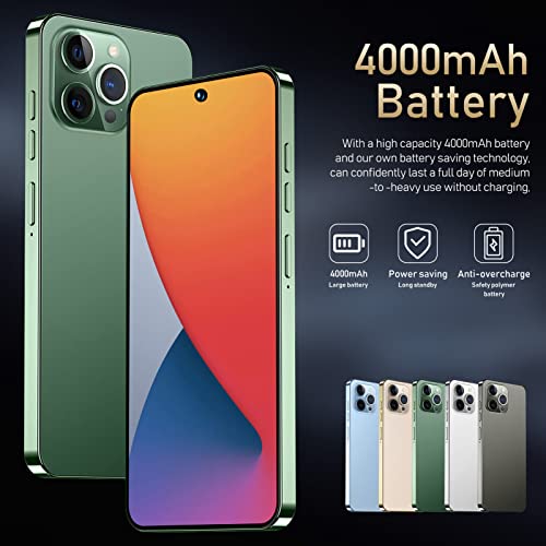 Alvinlite Smartphones I14 Pro Max Android 12, 6.7inch HD Full Screen Gaming Phone Upgraded 4G Cell Phone 4GB RAM 128GB Face ID Unlocked Mobile Cellphones with 4000mAh Large Battery(Green)