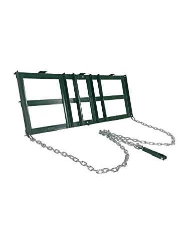 LANDZIE Drag Harrow Driveway Grader Landscape Power Rake for ATV, UTV, Tractor, Mower - 4 Ft Reinforced Steel (Two 2 ft Sections) - Tow Behind Yard Lawn Leveling Tool with 4 Ft Heavy Duty Chain