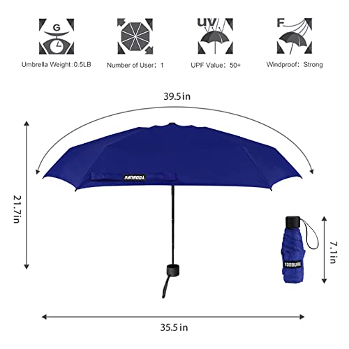 Yoobure Small Mini Umbrella with Case Light Compact Design Perfect for Travel Lightweight Portable Parasol Outdoor Sun&Rain Umbrellas