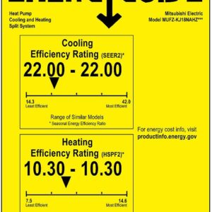 Mitsubishi 18,000 BTU 1.5 Ton Ductless Floor Standing Heat Pump & Air conditioner, Hyper Heat System SEER 22