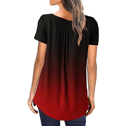 Trendy Tops for Women Women's Tops Plus Size Hide Belly Tunic 2023 Summer Short Sleeve T Shirts Henley Cute Tshirts Dressy Casual Blouses Floral Tops for Women