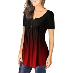 Trendy Tops for Women Women's Tops Plus Size Hide Belly Tunic 2023 Summer Short Sleeve T Shirts Henley Cute Tshirts Dressy Casual Blouses Floral Tops for Women