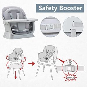 INFANS 8 in 1 Baby High Chair, Convertible Highchair for Babies and Toddlers, Infant Dining Booster Seat, Building Block Table, Kids Stool Table Chair Set with Removable Tray (Grey)