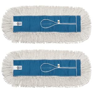 nine forty industrial strength ultimate cotton floor dust mop refill | commercial cleaner mop head replacement (2-pack, 18")