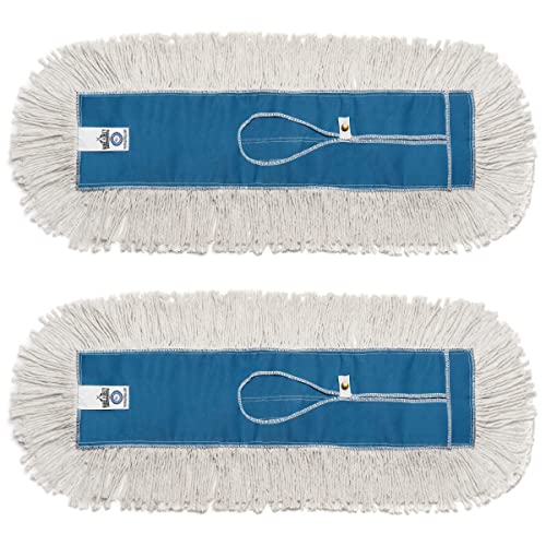 Nine Forty Industrial Strength Ultimate Cotton Floor Dust Mop Refill | Commercial Cleaner Mop Head Replacement (2-Pack, 18")