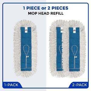 Nine Forty Industrial Strength Ultimate Cotton Floor Dust Mop Refill | Commercial Cleaner Mop Head Replacement (2-Pack, 18")