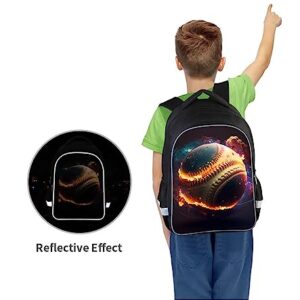 AnySmic Baseball Backpack for School, Kids Bookbag Set with Lunch Box and Pencil Case for Boys, Girls