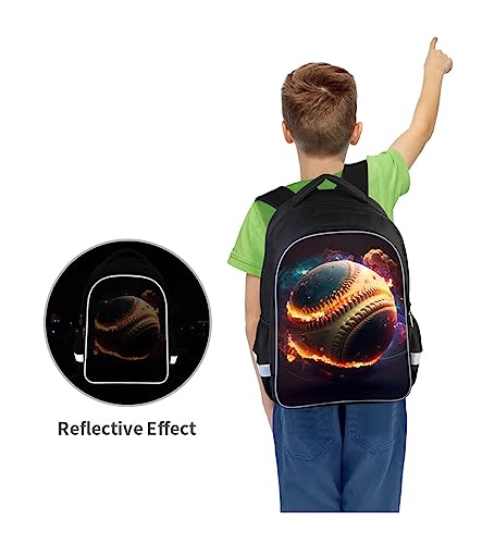 AnySmic Baseball Backpack for School, Kids Bookbag Set with Lunch Box and Pencil Case for Boys, Girls