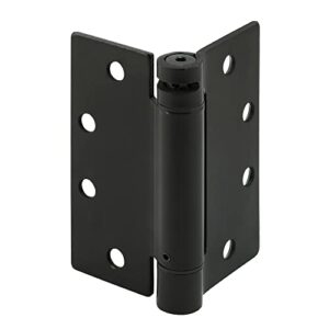 prime-line u 1158483 door hinge commercial ul adjustable self-closing spring hinge, 4-1/2 in. x 4-1/2 in. with square corners, 4 holes per leaf with screws, matte black finish, .134 in. gauge (3 pack)