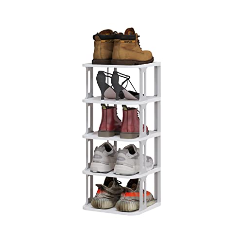 Haiice Shoe Rack Storage Organizer, 5-Tier Stackable Shoe Racks, Vertical Adjustable Shoe Stand Rack for Entryway, Living Room, Garage