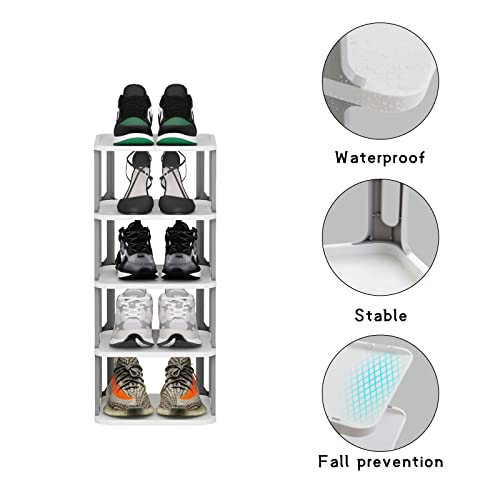 Haiice Shoe Rack Storage Organizer, 5-Tier Stackable Shoe Racks, Vertical Adjustable Shoe Stand Rack for Entryway, Living Room, Garage