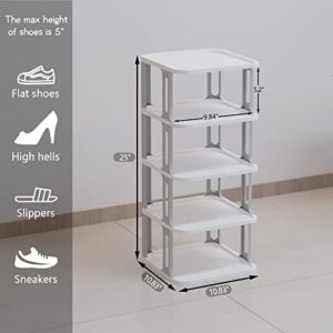 Haiice Shoe Rack Storage Organizer, 5-Tier Stackable Shoe Racks, Vertical Adjustable Shoe Stand Rack for Entryway, Living Room, Garage