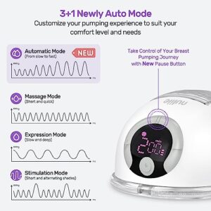 Nuliie Hands Free Breast Pump S32, Electric Wearable Breast Pumps 4 Modes 9 Levels, More Private with Smart Display, 24MM Comfortable Flange, Memory Function, Replaced Accessories Included, 2 Packs