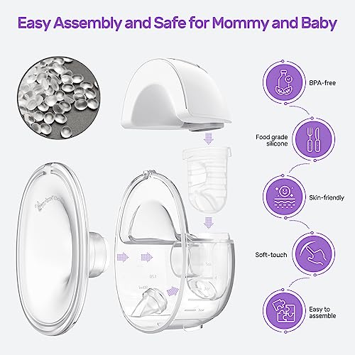 Nuliie Hands Free Breast Pump S32, Electric Wearable Breast Pumps 4 Modes 9 Levels, More Private with Smart Display, 24MM Comfortable Flange, Memory Function, Replaced Accessories Included, 2 Packs