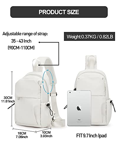 SEAFEW Tactical Backpacks Small Sling Bag Crossbody Backpack Shoulder Bag for Men Women, Multipurpose Anti-Theft Cross Body Chest Bags, One Strap Backpack for Walking Biking Travel Cycling White