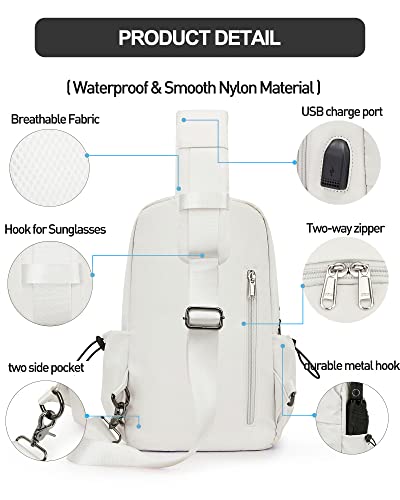 SEAFEW Tactical Backpacks Small Sling Bag Crossbody Backpack Shoulder Bag for Men Women, Multipurpose Anti-Theft Cross Body Chest Bags, One Strap Backpack for Walking Biking Travel Cycling White