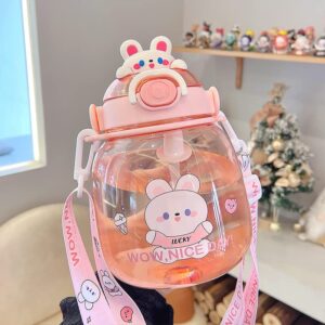 jqwsve kawaii water bottle with straw cute water bottles 46oz big belly water bottle large capacity kawaii bear bottle cute cartoon drinking bottle for milk juice tea