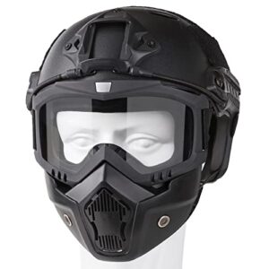 vpzenar airsoft helmet and mask, airsoft helmet with front nvg mount and side rail, airsoft mask full face, paintball mask anti fog, detachable airsoft goggles, tactical airsoft protective gear