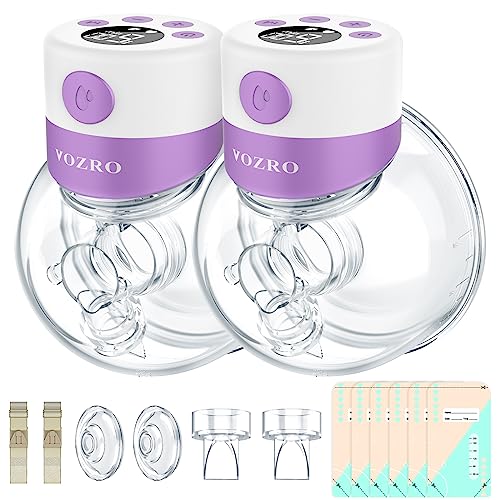 Hands Free Breast Pump, Double Wearable Breast Pump with 2 Modes 9 Levels Suction, Electric Breast Pump with LCD Touch Screen, No Leakage, Low Noise & Painless (24mm 2 Pack)