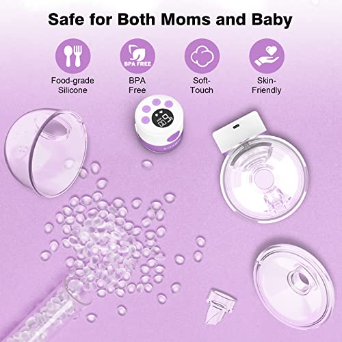 Hands Free Breast Pump, Double Wearable Breast Pump with 2 Modes 9 Levels Suction, Electric Breast Pump with LCD Touch Screen, No Leakage, Low Noise & Painless (24mm 2 Pack)