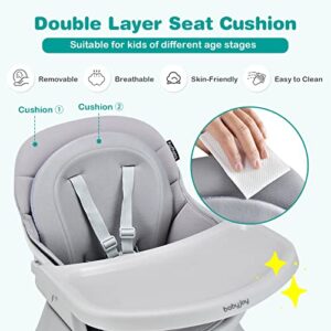 BABY JOY Baby High Chair, 8 in 1 Convertible Highchair for Babies & Toddlers | Booster Seat | Table and Chair Set | Building Block Table | Toddler Chair with Safety Harness, Removable Tray (Gray)