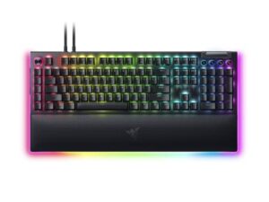 razer blackwidow v4 pro wired mechanical gaming keyboard: yellow mechanical switches - linear & silent - doubleshot abs keycaps - command dial - programmable macros - chroma rgb - magnetic wrist rest